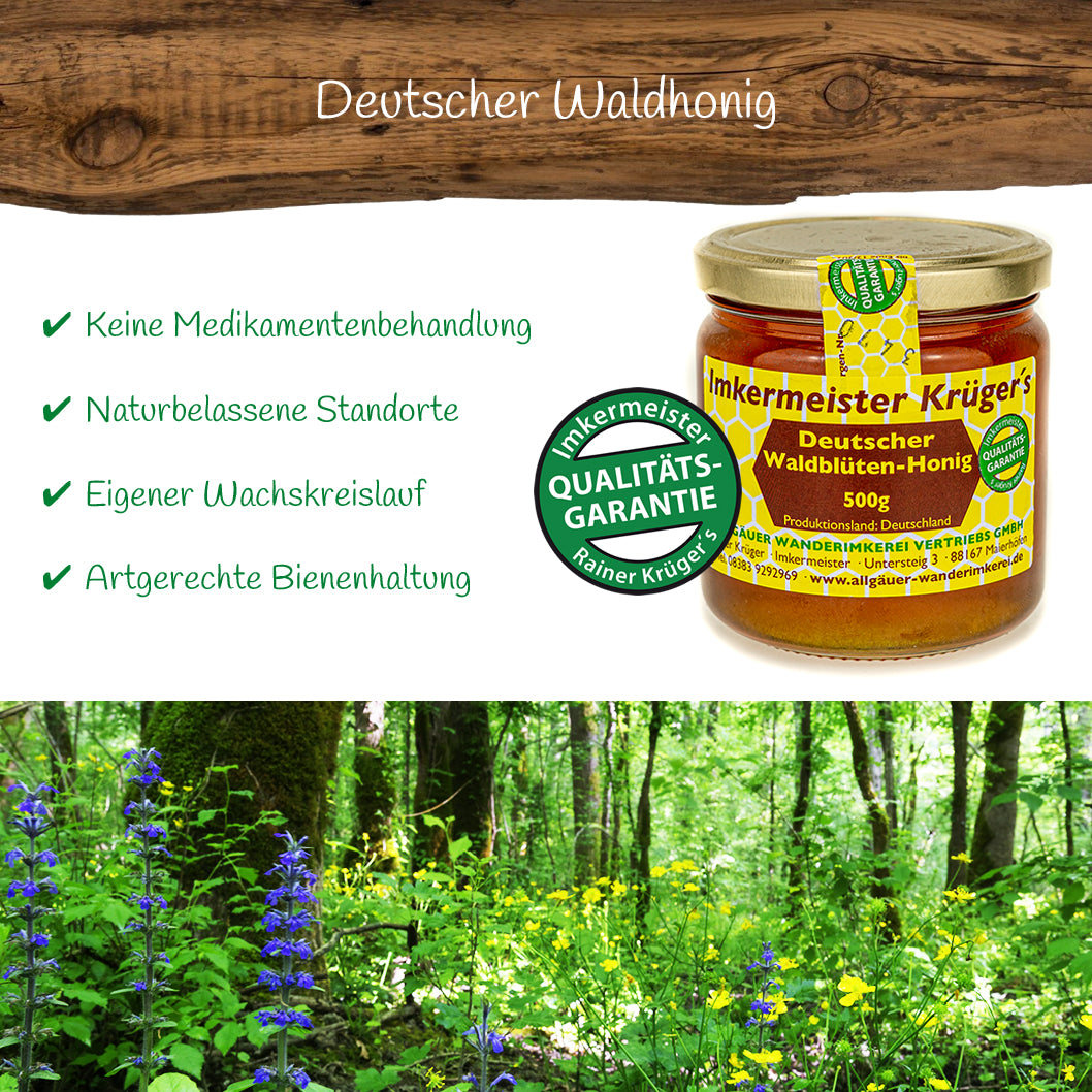 Deutscher Waldblütenhonig 500g – Allgäuer Wanderimkerei