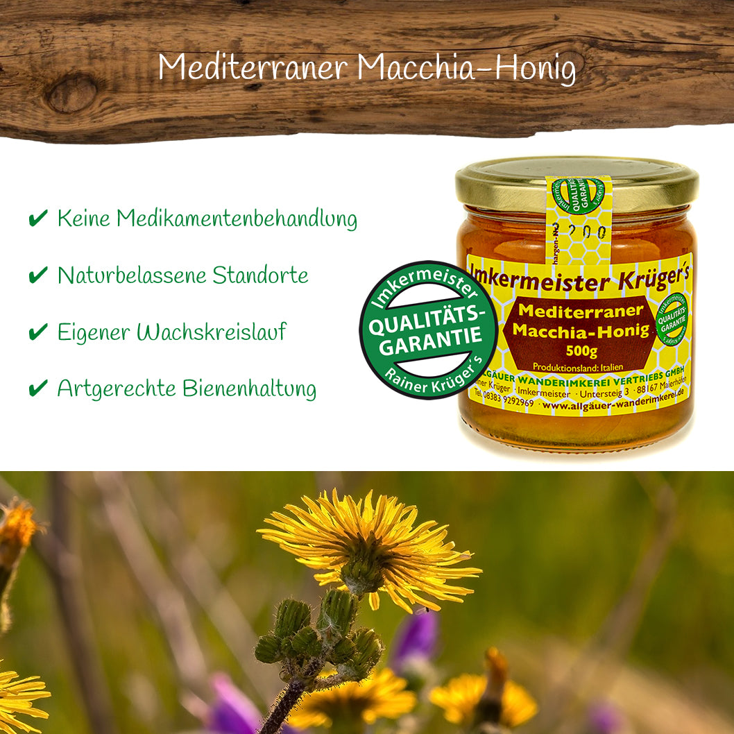 Mediterraner Macchiahonig 500g – Allgäuer Wanderimkerei